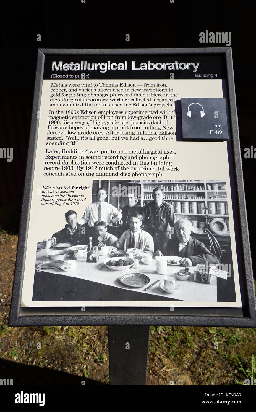 The sign of Metallurgical laboratory in Thomas Edison National ...