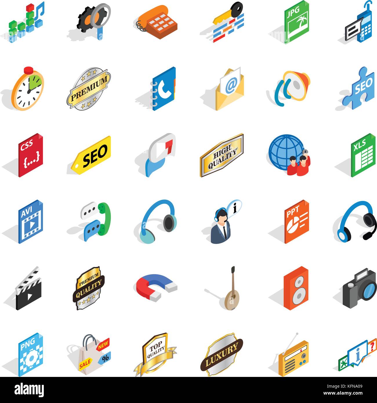 Hi fi icons set, isometric style Stock Vector Image & Art - Alamy