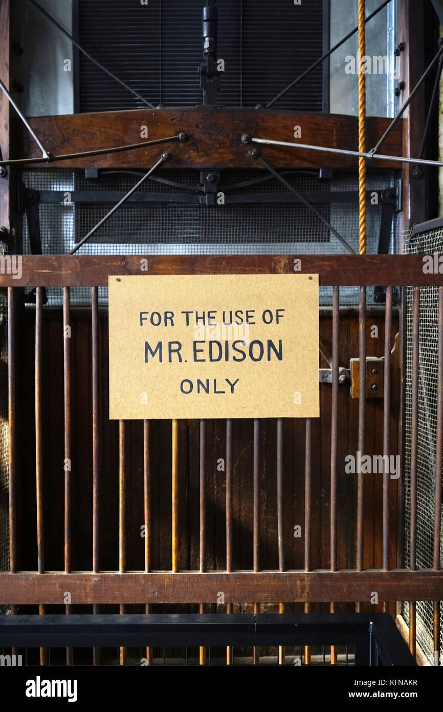 Thomas Edison's private elevator in Heavy Machine Shop in Edison's ...