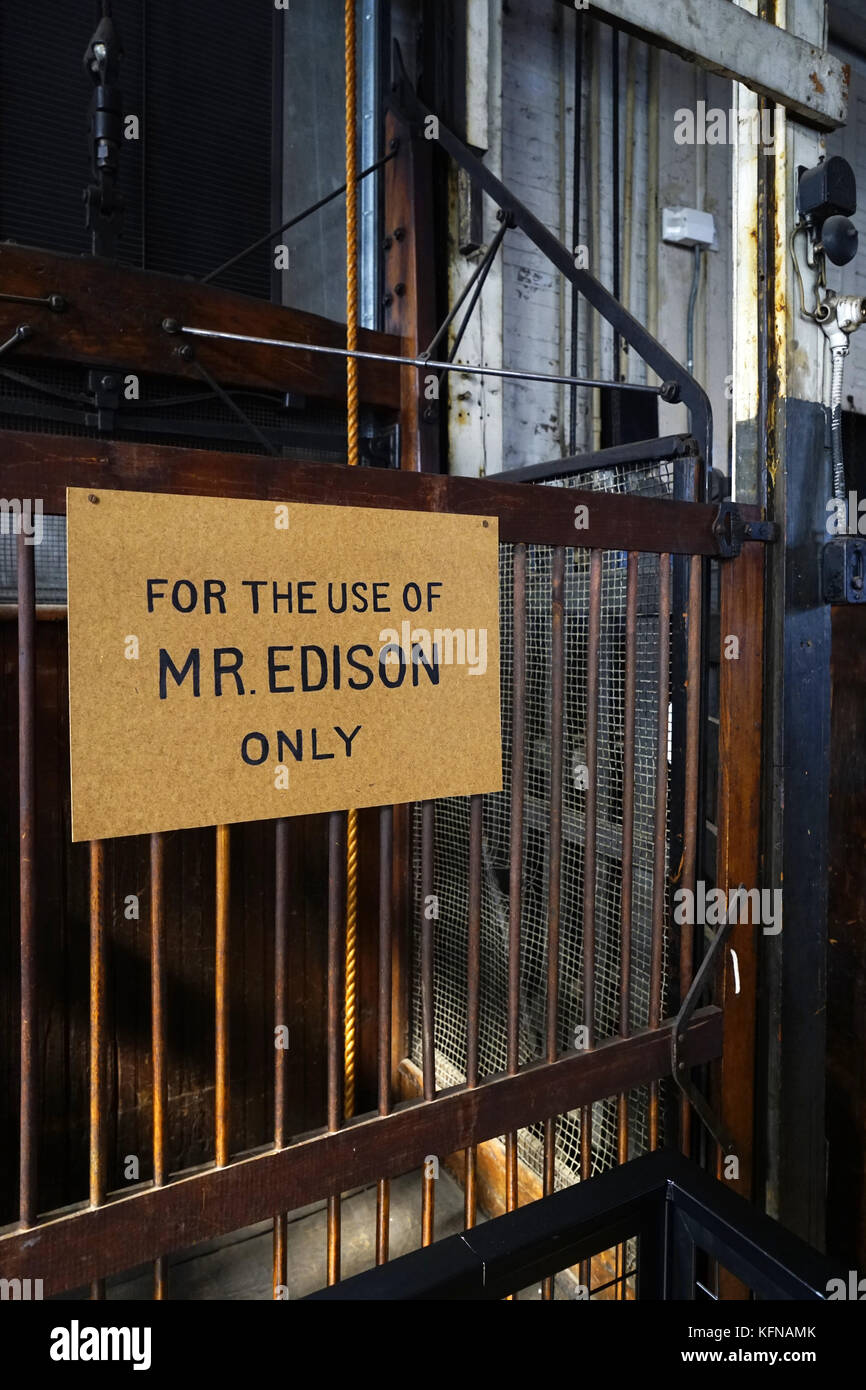 Thomas Edison's private elevator in Heavy Machine Shop in Edison's ...