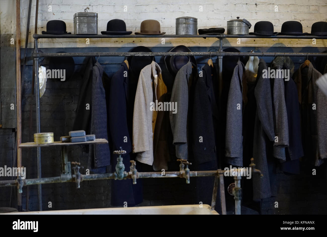 Workers clothes inside of Heavy Machine shop at Thomas Edison National ...