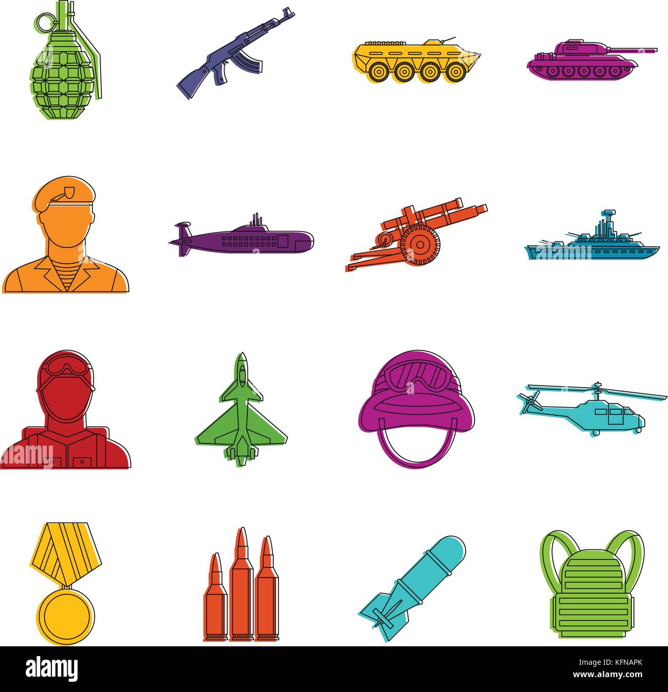 War icons doodle set Stock Vector Image & Art - Alamy