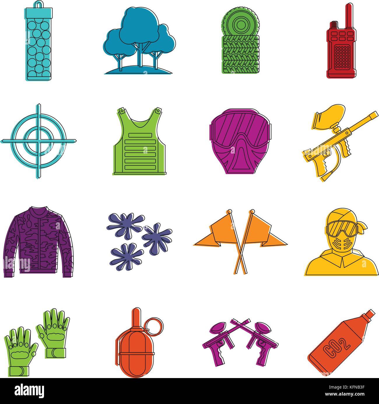 Paintball icons doodle set Stock Vector Image & Art - Alamy