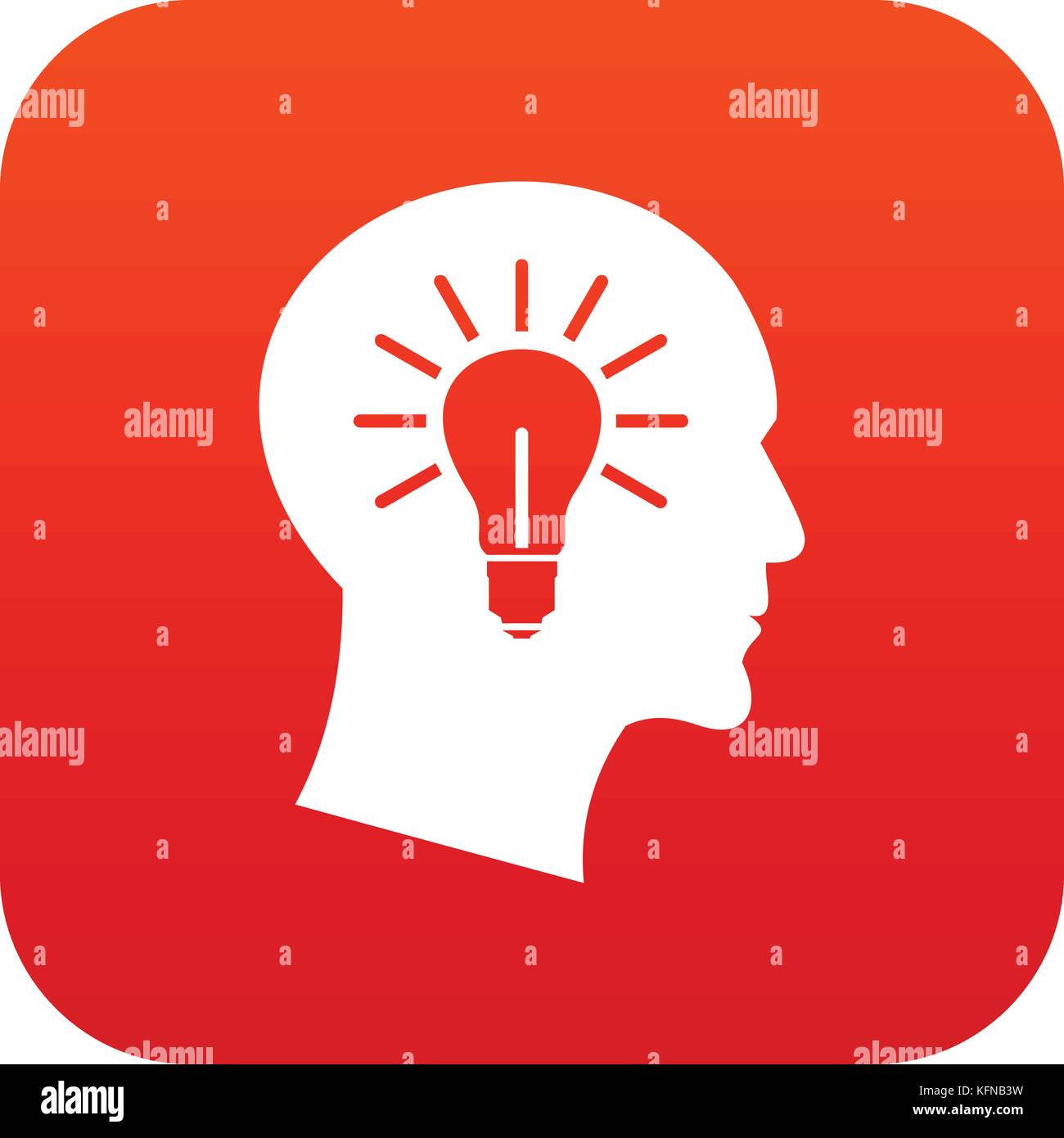 Light bulb inside head icon digital red Stock Vector Image & Art - Alamy