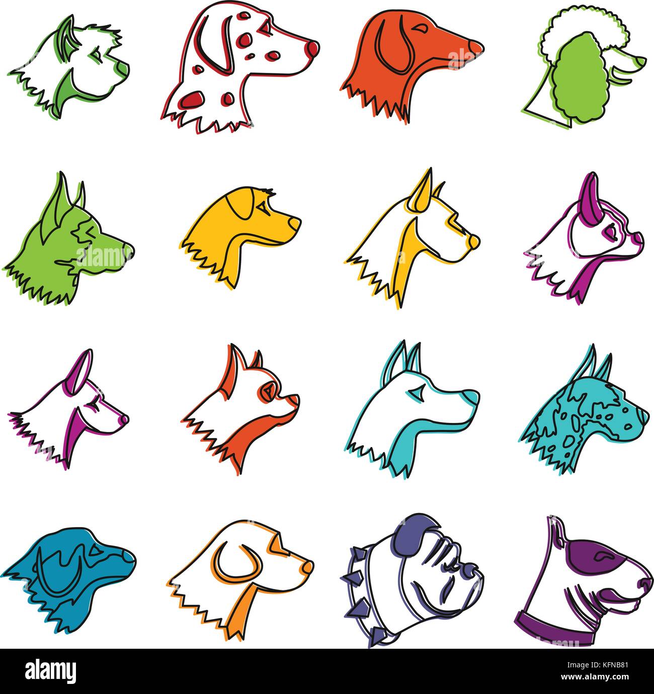 Dog icons doodle set Stock Vector Image & Art - Alamy