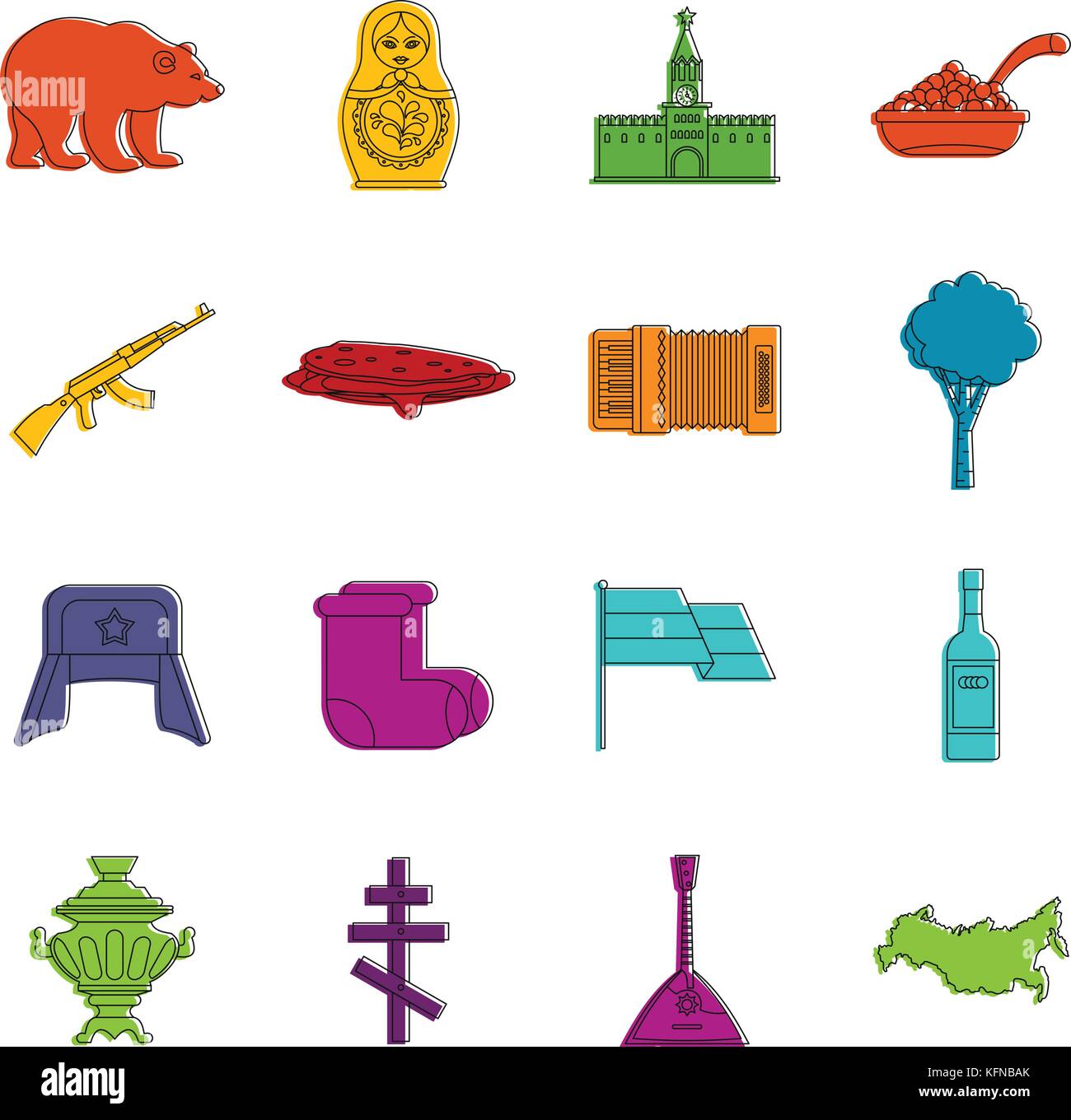Russia icons doodle set Stock Vector Image & Art - Alamy
