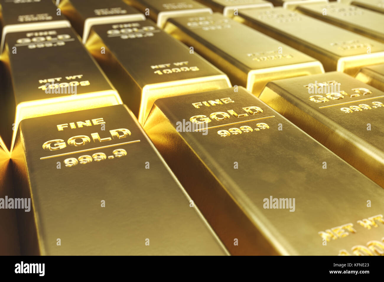 Stack close-up Gold Bars, weight of Gold Bars 1000 grams Concept of wealth and reserve. Concept ...