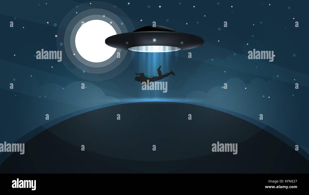 UFO kidnaps a person - cartoon illustration Stock Vector Image & Art ...