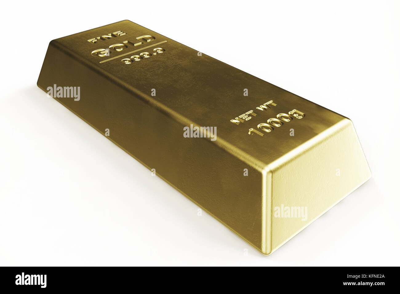 Gold Bar isolated on white background, weight of Gold Bars 1000 grams ...