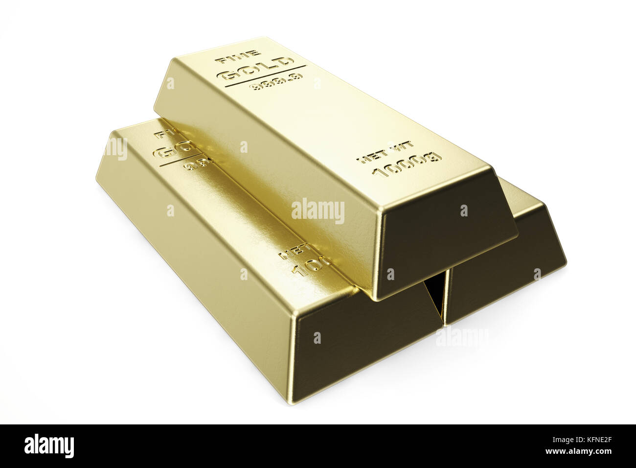 Gold Bar isolated on white background, weight of Gold Bars 1000 grams ...
