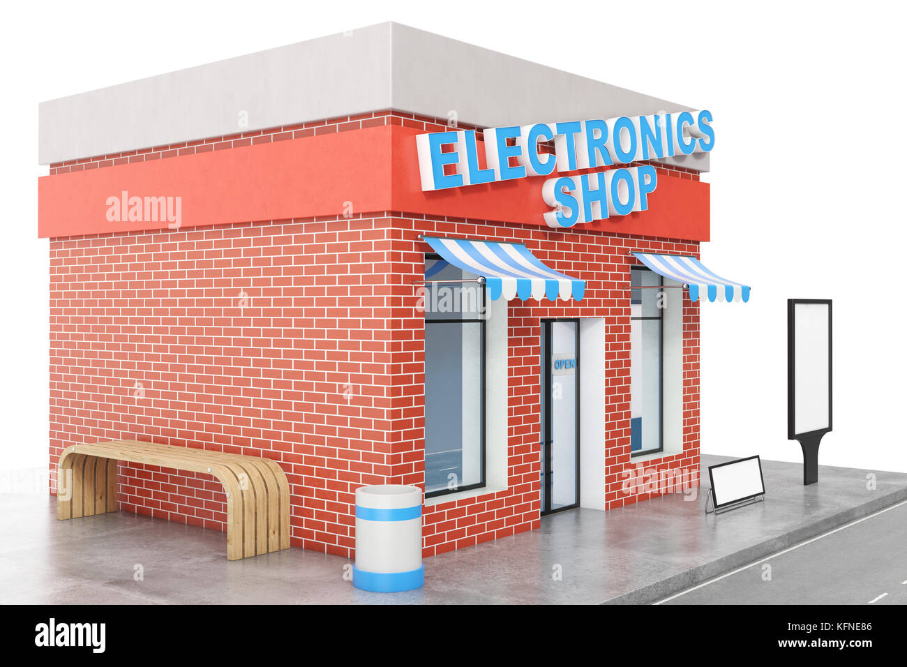 Electronics Store with copy space board isolated on white background ...