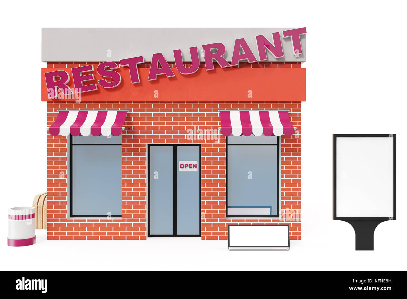 Restaurant Store with copy space board isolated on white background ...