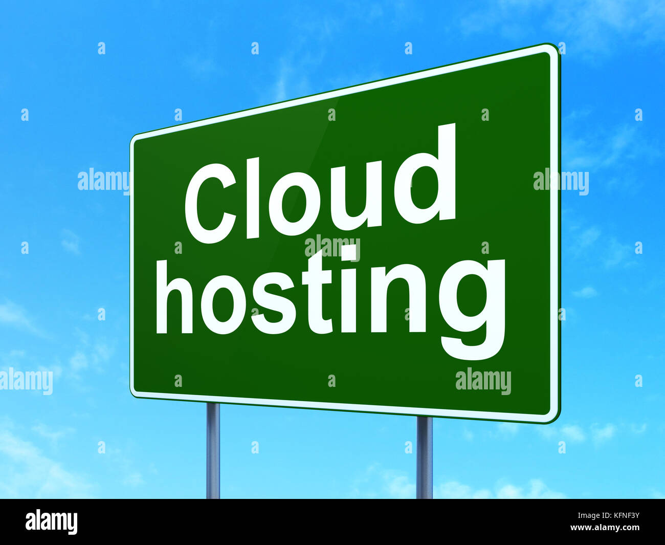 Cloud technology concept: Cloud Hosting on road sign background Stock ...