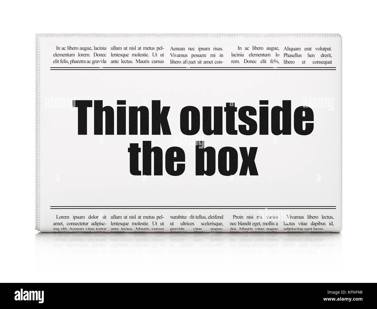 Learning concept: newspaper headline Think outside The box Stock Photo ...