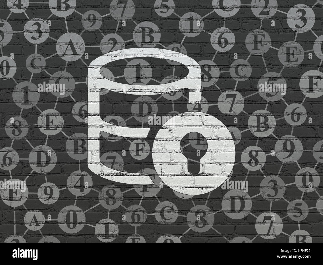 Software concept: Database With Lock on wall background Stock Photo - Alamy
