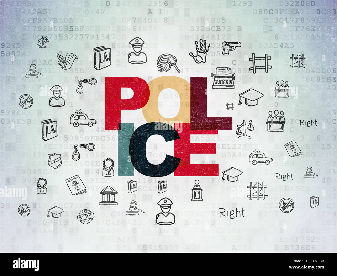 Law concept: Police on Digital Data Paper background Stock Photo - Alamy