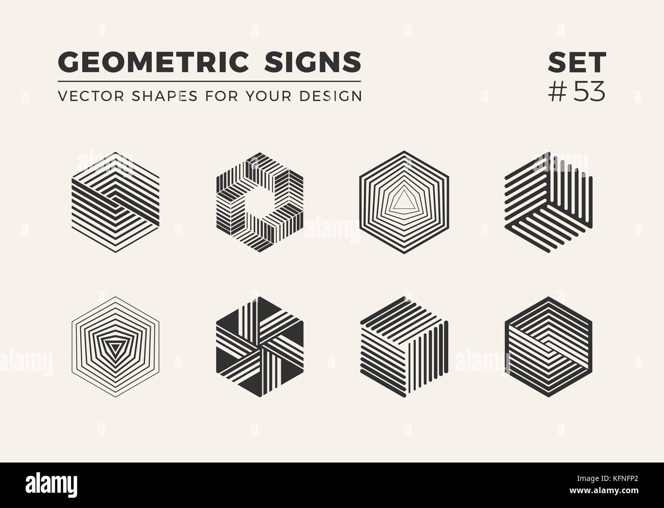 Set of eight minimalistic trendy shapes. Stylish vector logo emblems ...