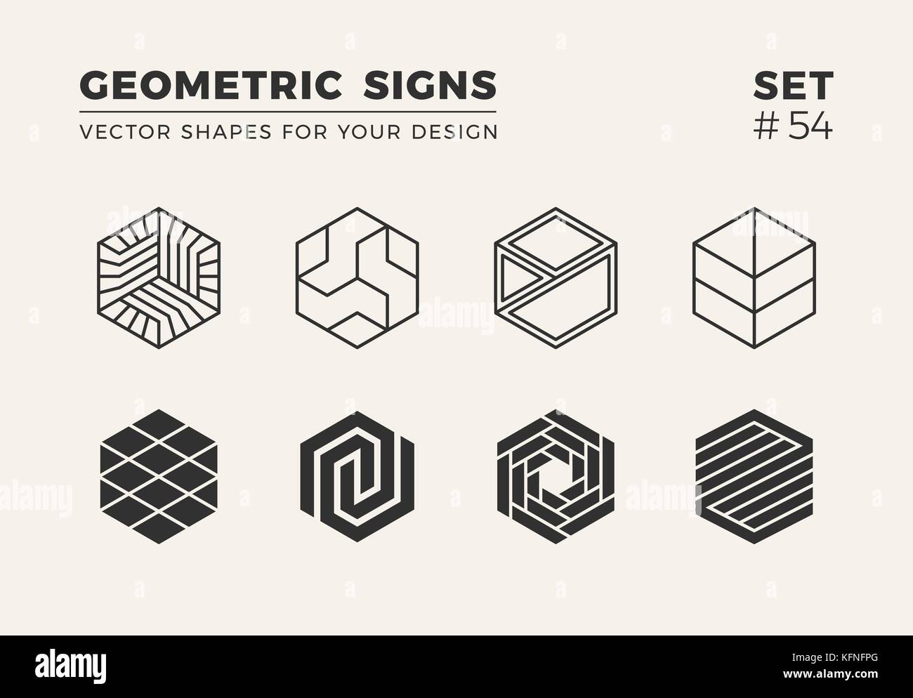 Set of eight minimalistic trendy shapes. Stylish vector logo emblems ...