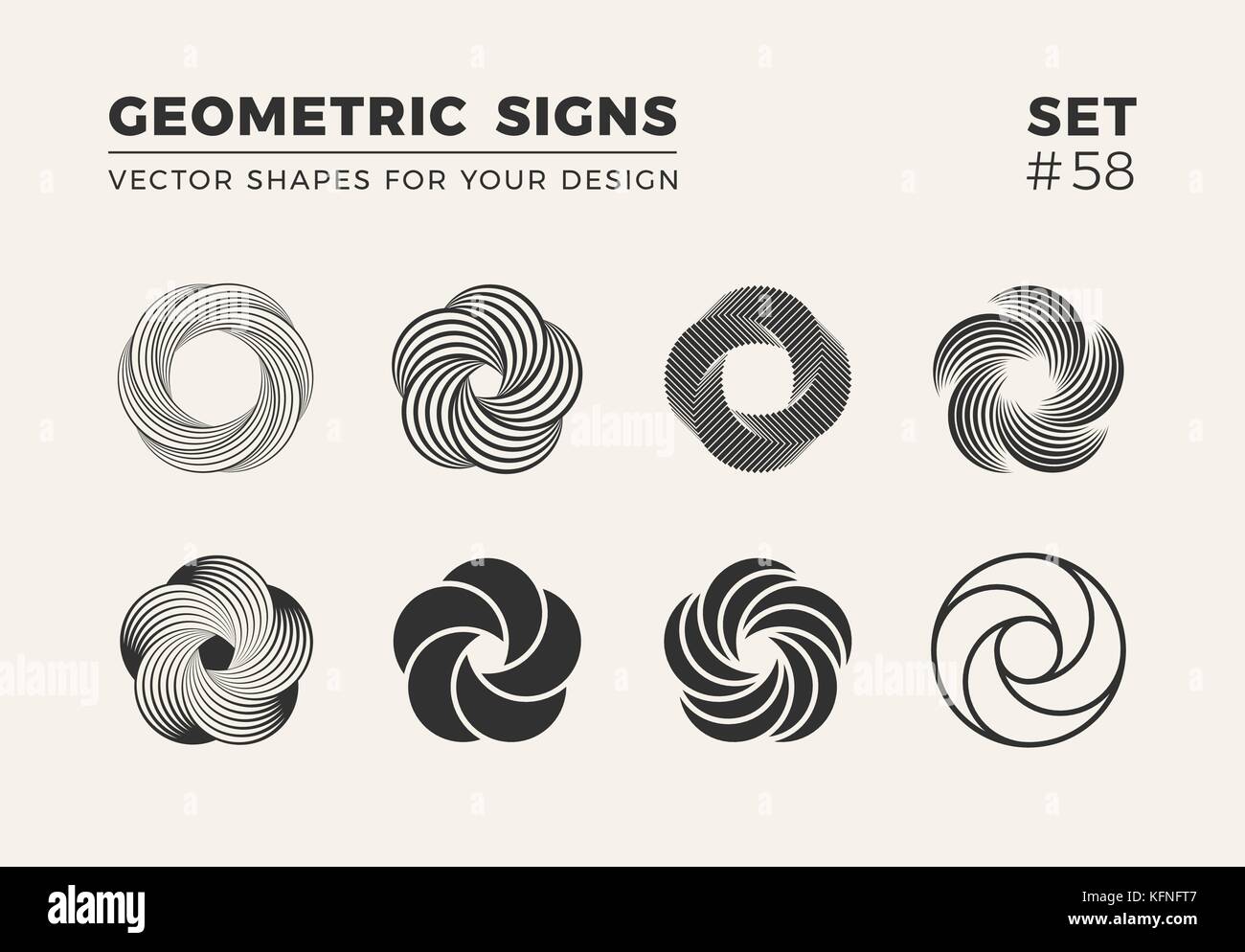 Set of eight minimalistic trendy shapes. Stylish vector logo emblems ...