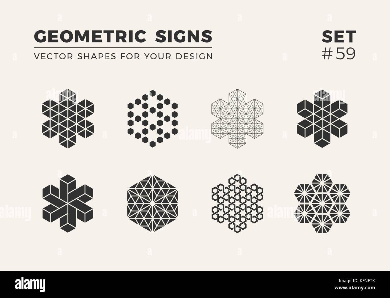 Set of eight minimalistic trendy shapes. Stylish vector logo emblems ...