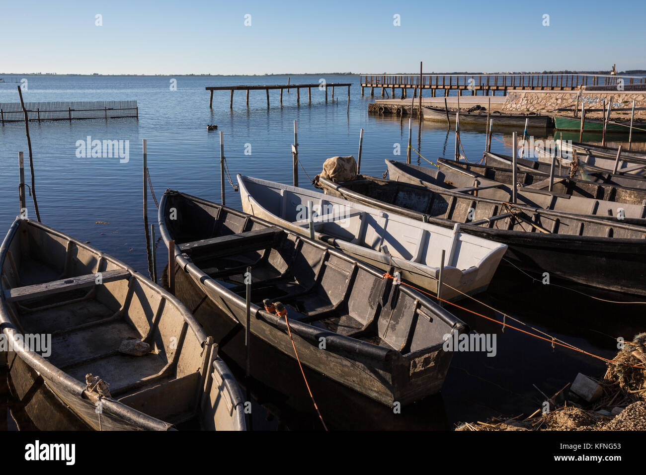 Lesina (Puglia, Italy) - View of the lake and boats Stock Photo - Alamy