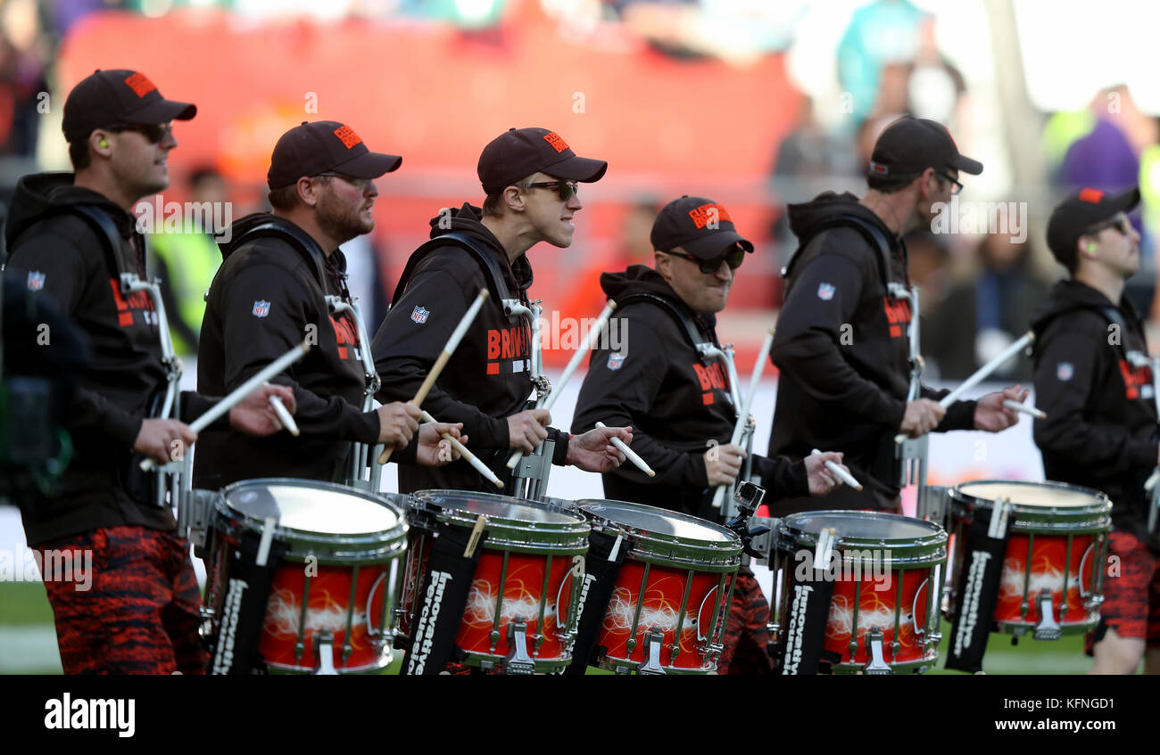 Drummers on the pitch in support of the Cleveland Browns at half-time ...