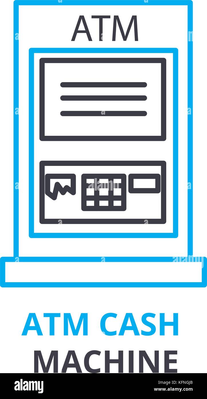 atm cash machine concept, outline icon, linear sign, thin line ...