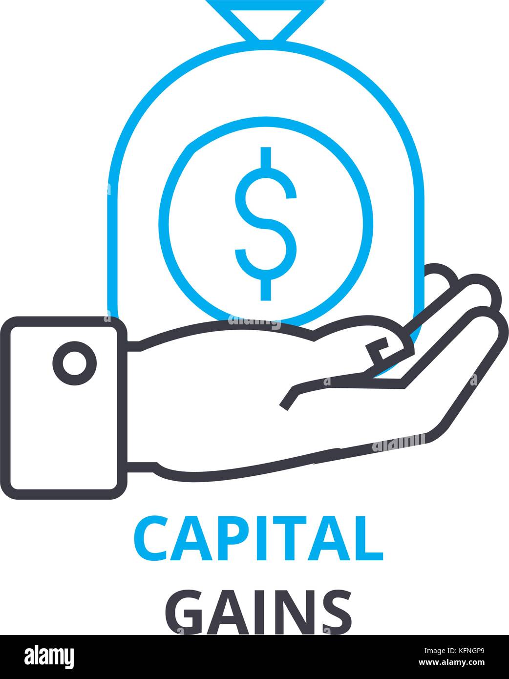 capital gains concept, outline icon, linear sign, thin line pictogram ...