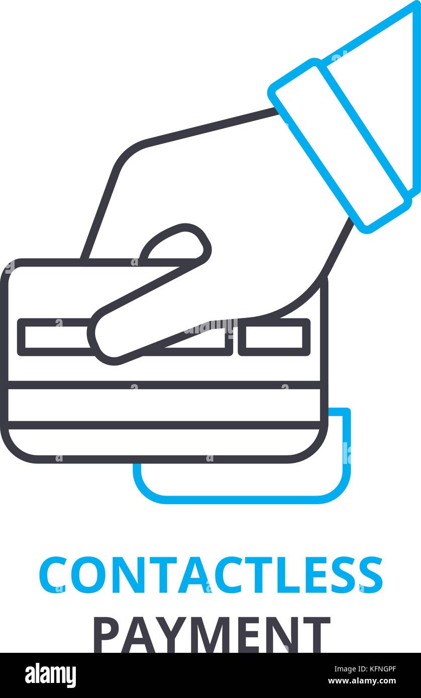 contactless payment concept, outline icon, linear sign, thin line ...