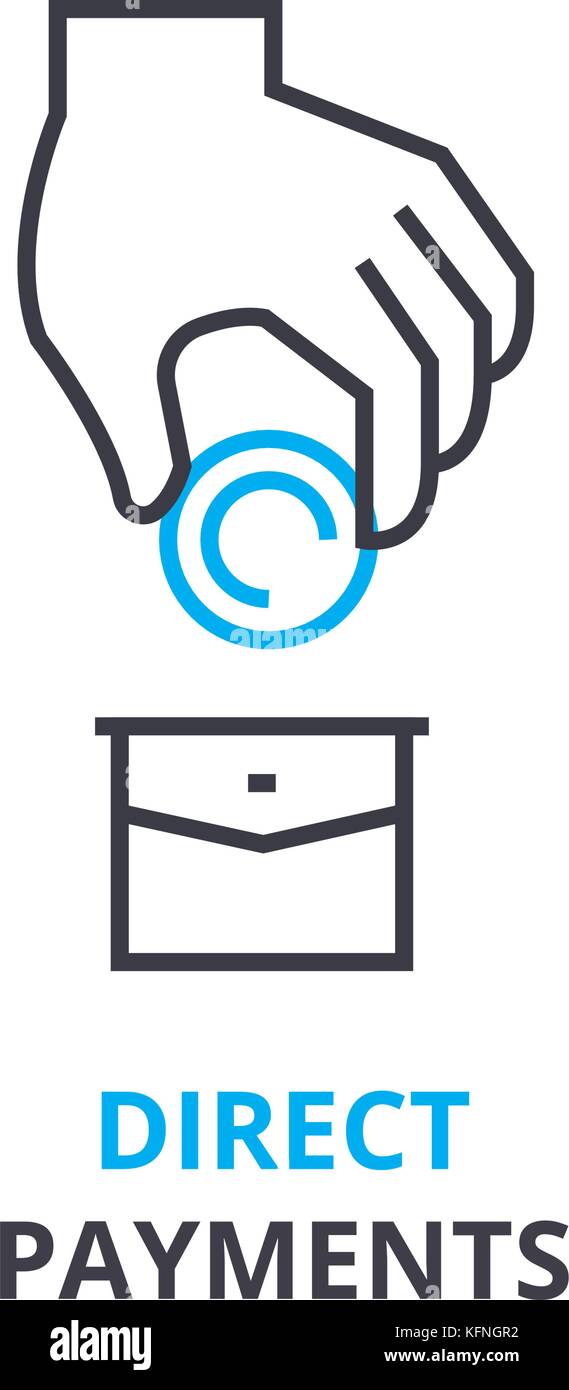 direct payments concept, outline icon, linear sign, thin line pictogram ...