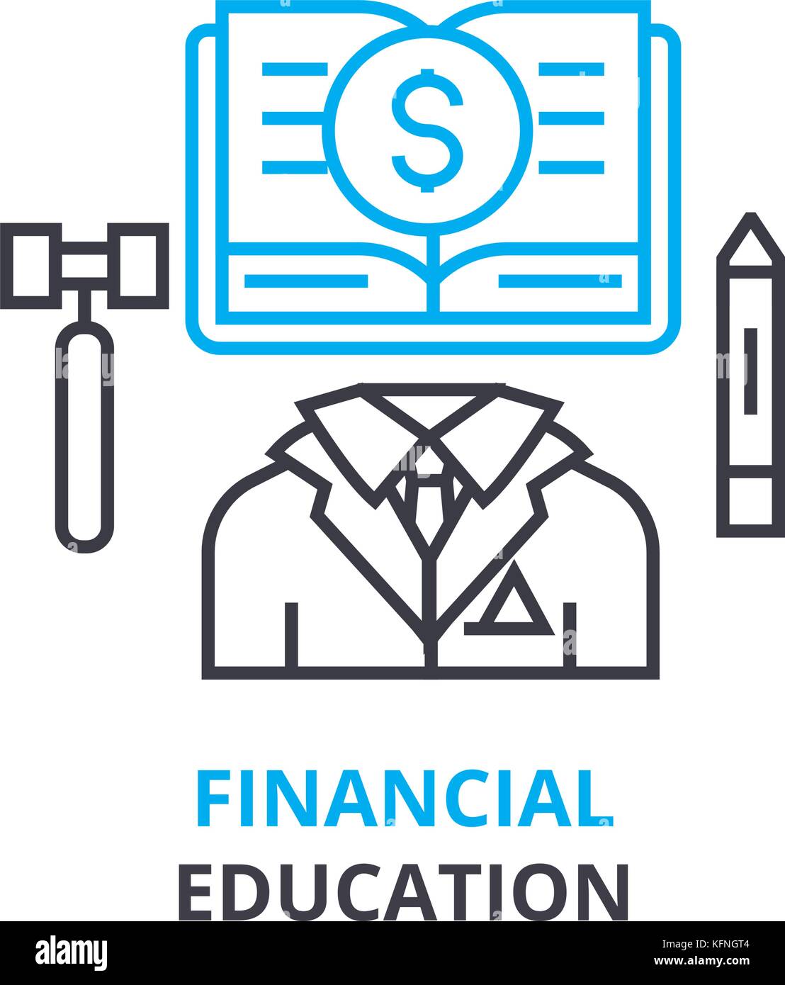 financial education concept, outline icon, linear sign, thin line ...