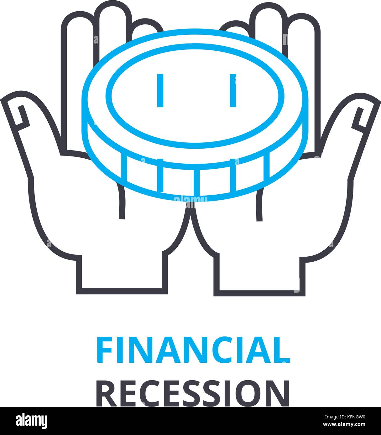 financial recession concept, outline icon, linear sign, thin line ...