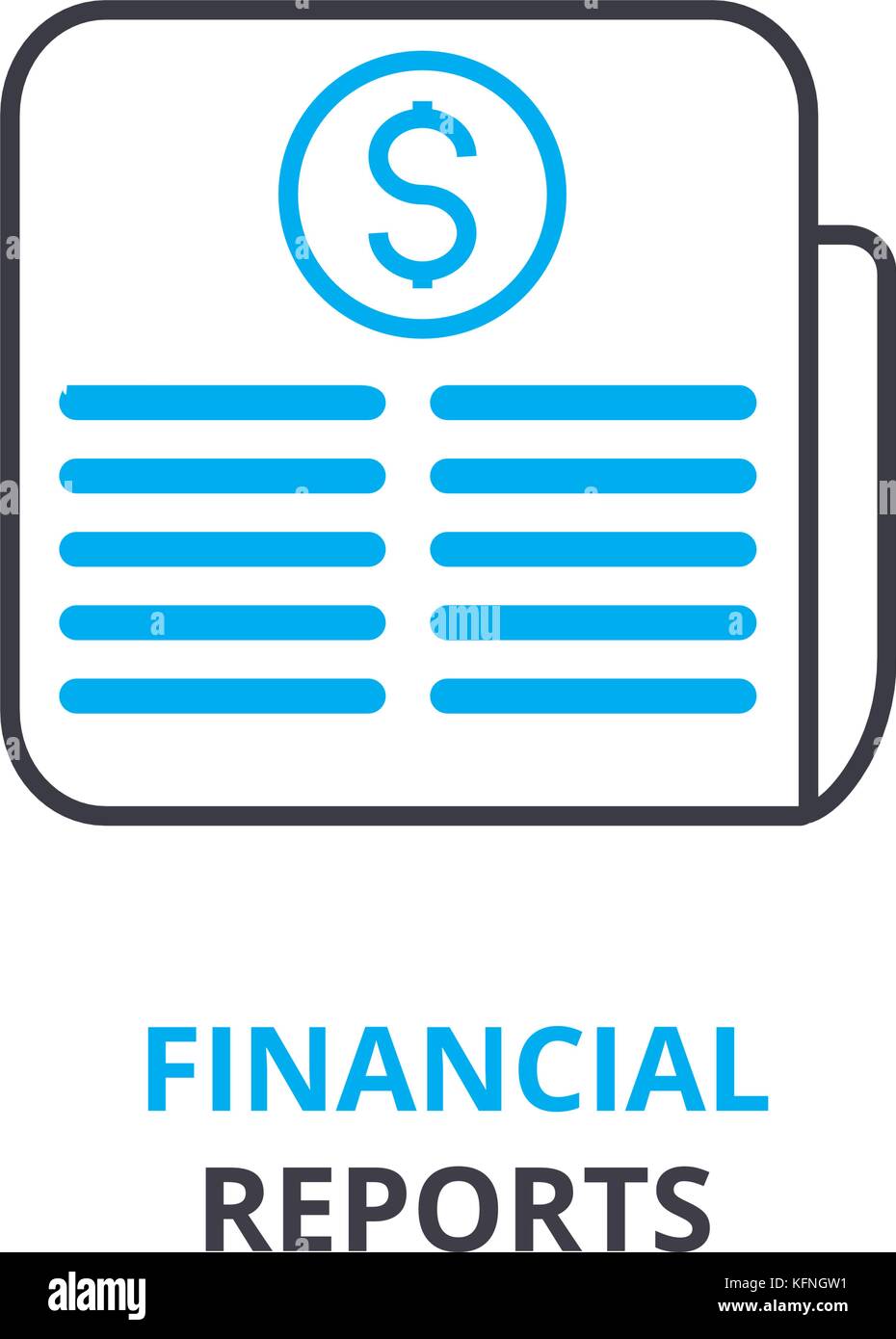 financial reports concept, outline icon, linear sign, thin line ...