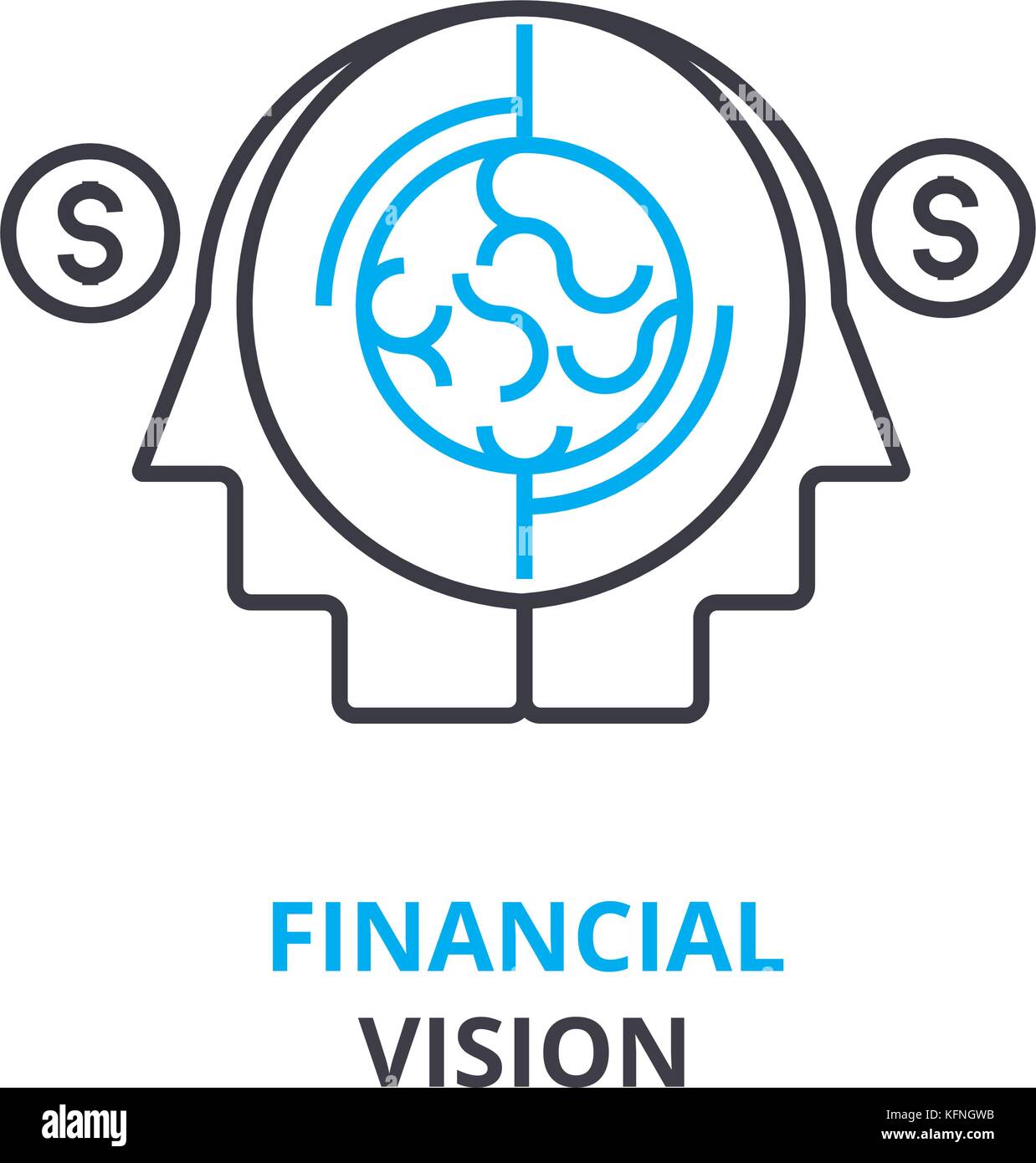 financial vision concept, outline icon, linear sign, thin line ...