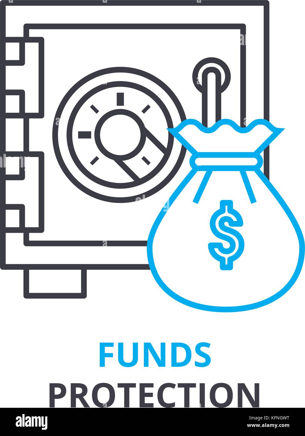 funds protection concept, outline icon, linear sign, thin line ...
