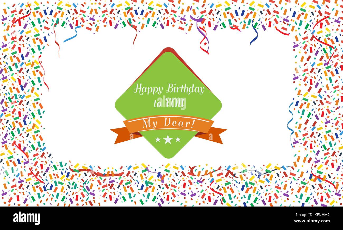 Cute Colorful confetti and streamers. Background. Illustrated vector ...