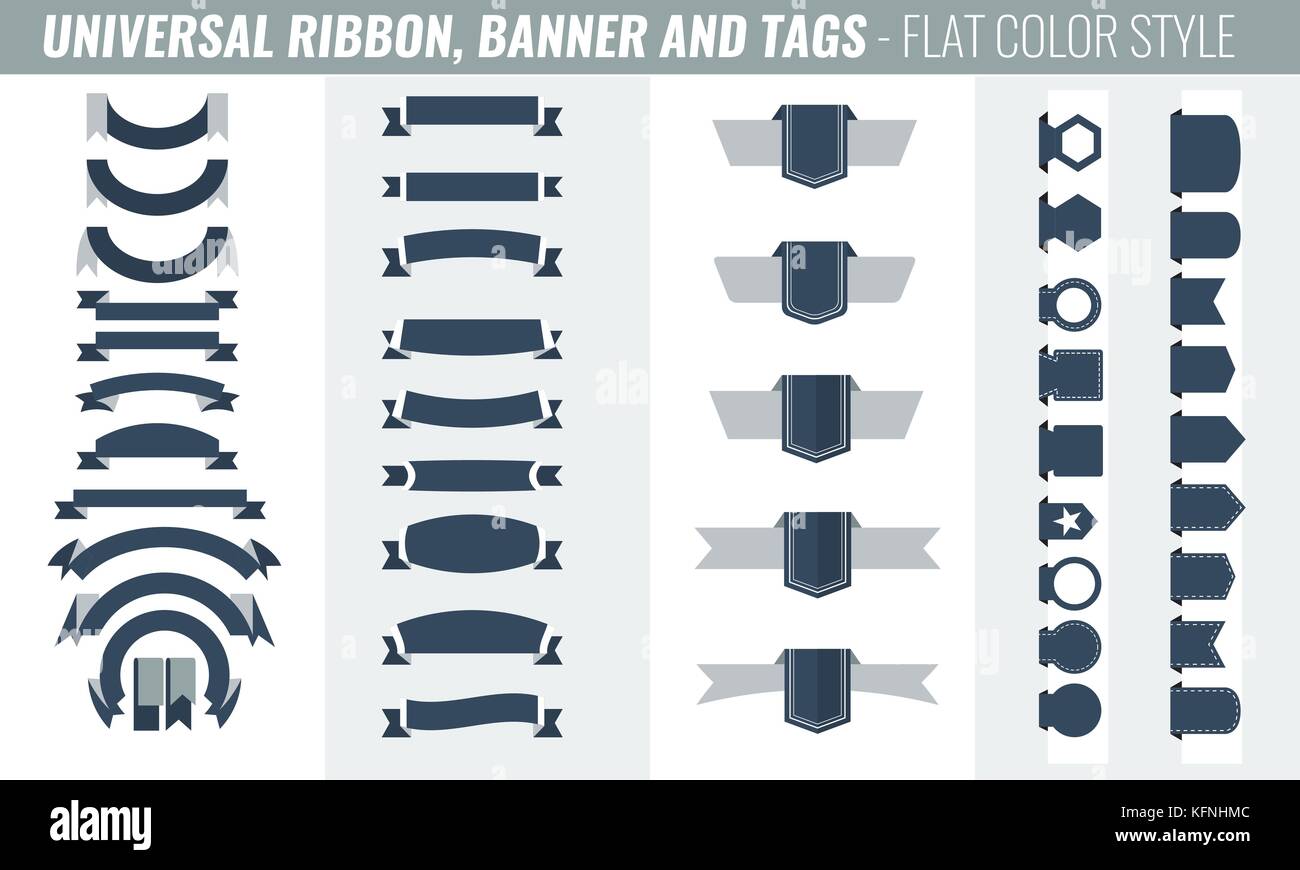 Vector set of tricolor, flat, long and short ribbon banners Stock ...