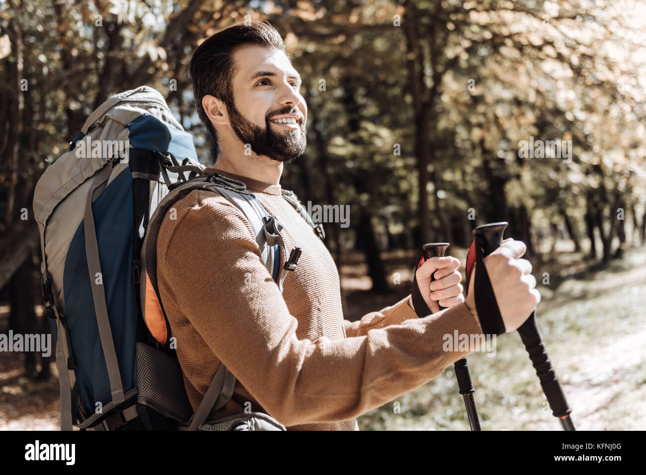 Close up of pleasant traveller Stock Photo - Alamy