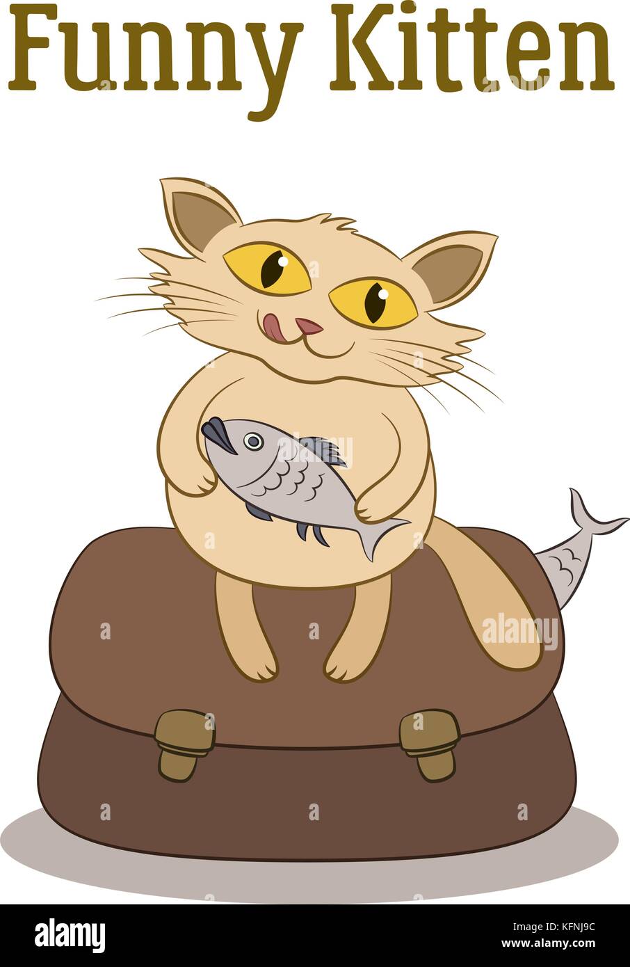 Cartoon Cat with Fish Stock Vector Image & Art - Alamy