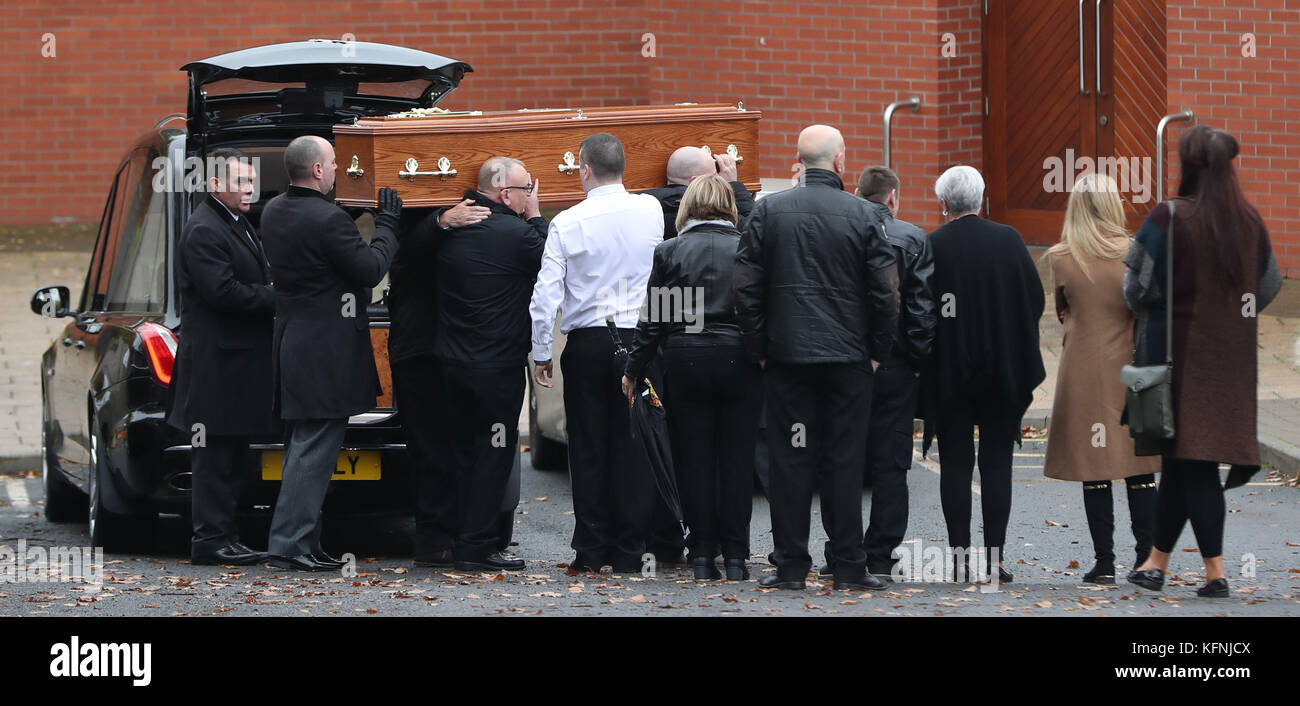 The coffin of Anne O'Neill arrives at St Anne's Parish Church in ...