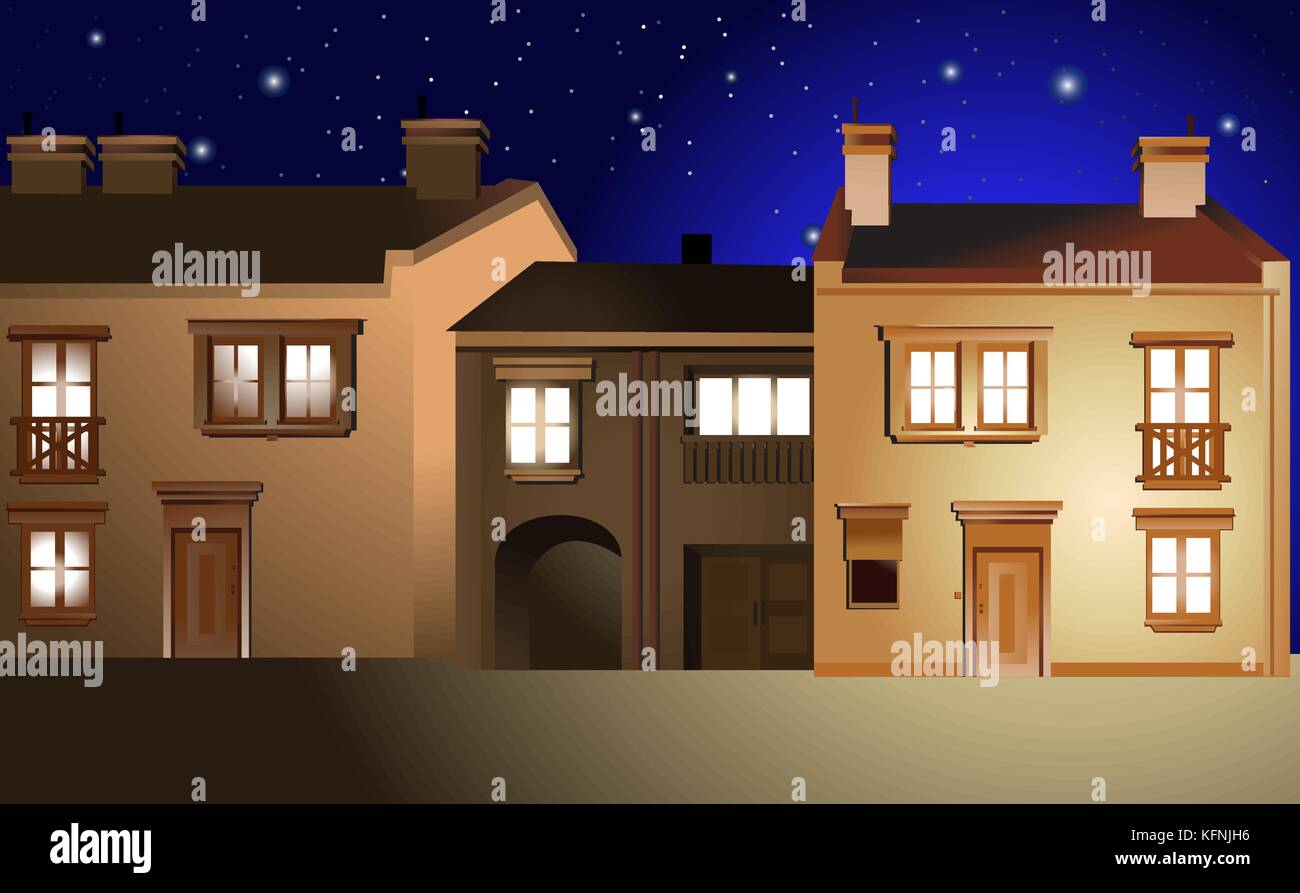 Row houses night Stock Vector Images - Alamy