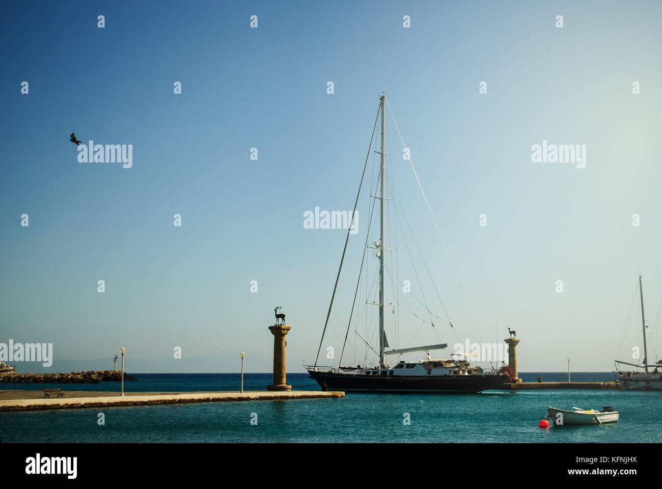 Mandraki harbor, Rhodes Island, Greece Stock Photo - Alamy
