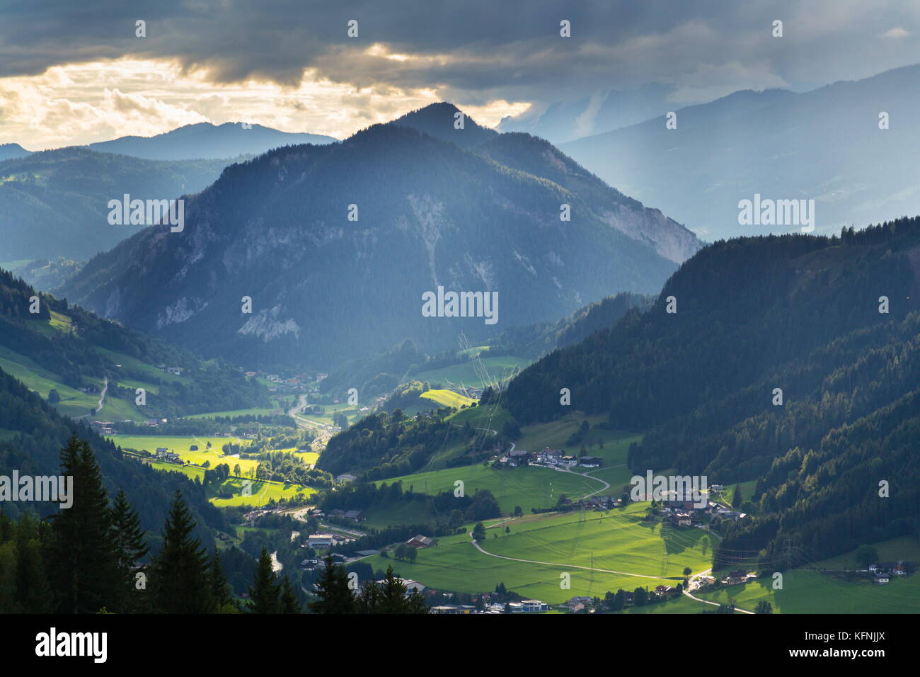 Beautiful valley with former mining town Schladming in Styria, Austria ...