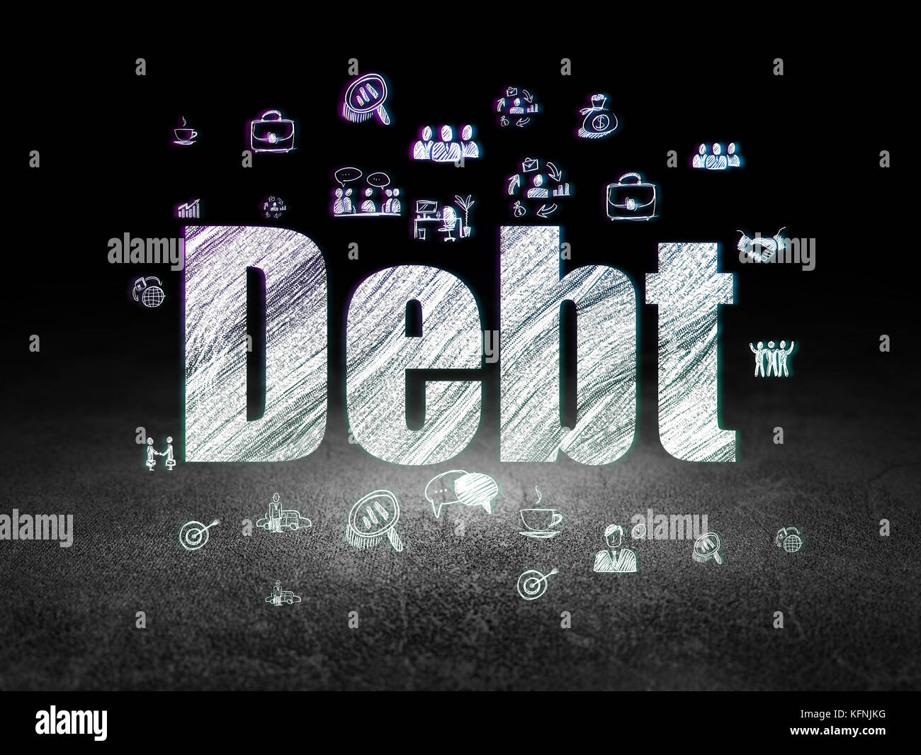 Finance concept: Debt in grunge dark room Stock Photo - Alamy
