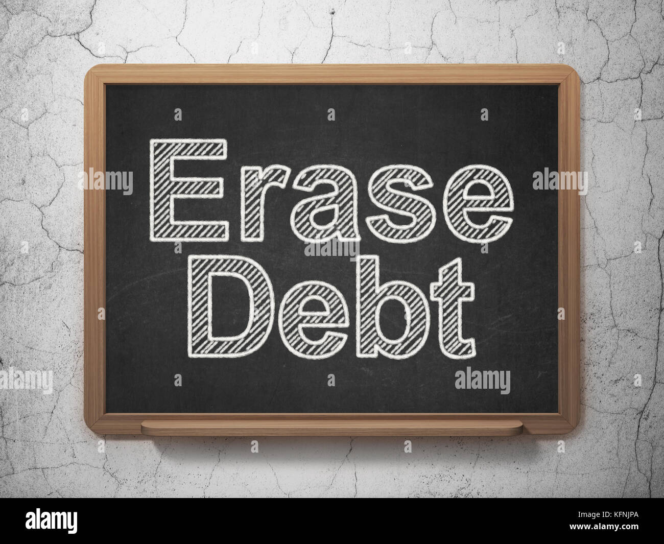 Finance concept: Erase Debt on chalkboard background Stock Photo - Alamy