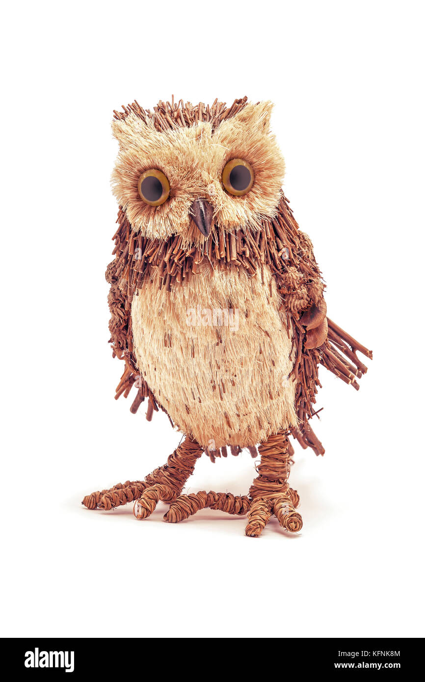 hand made decorative owl bird, crafted from straw and dry sticks Stock ...