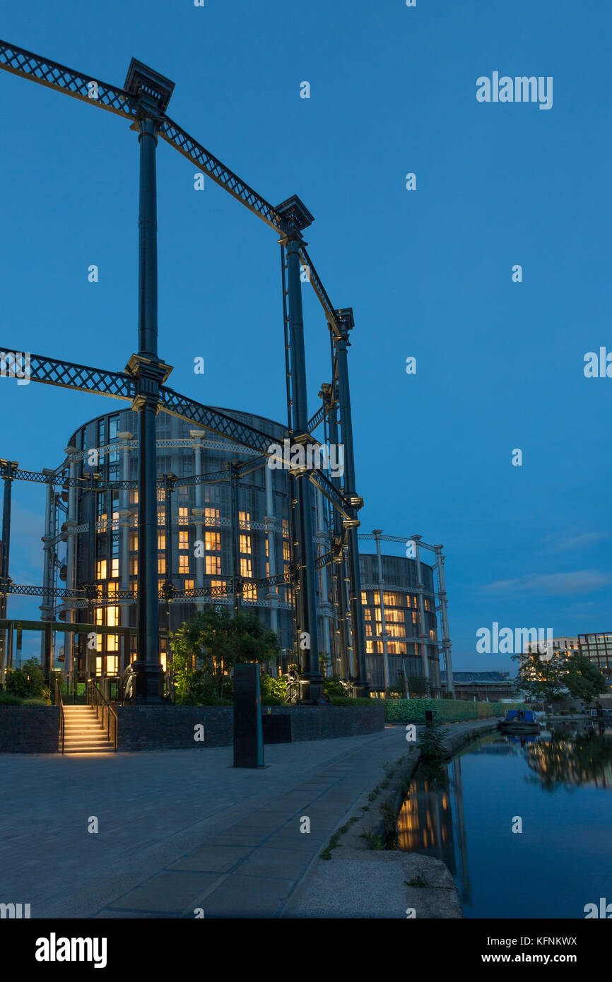 Gasholder Park and KIng's Cross Triplet, London, UK Stock Photo - Alamy