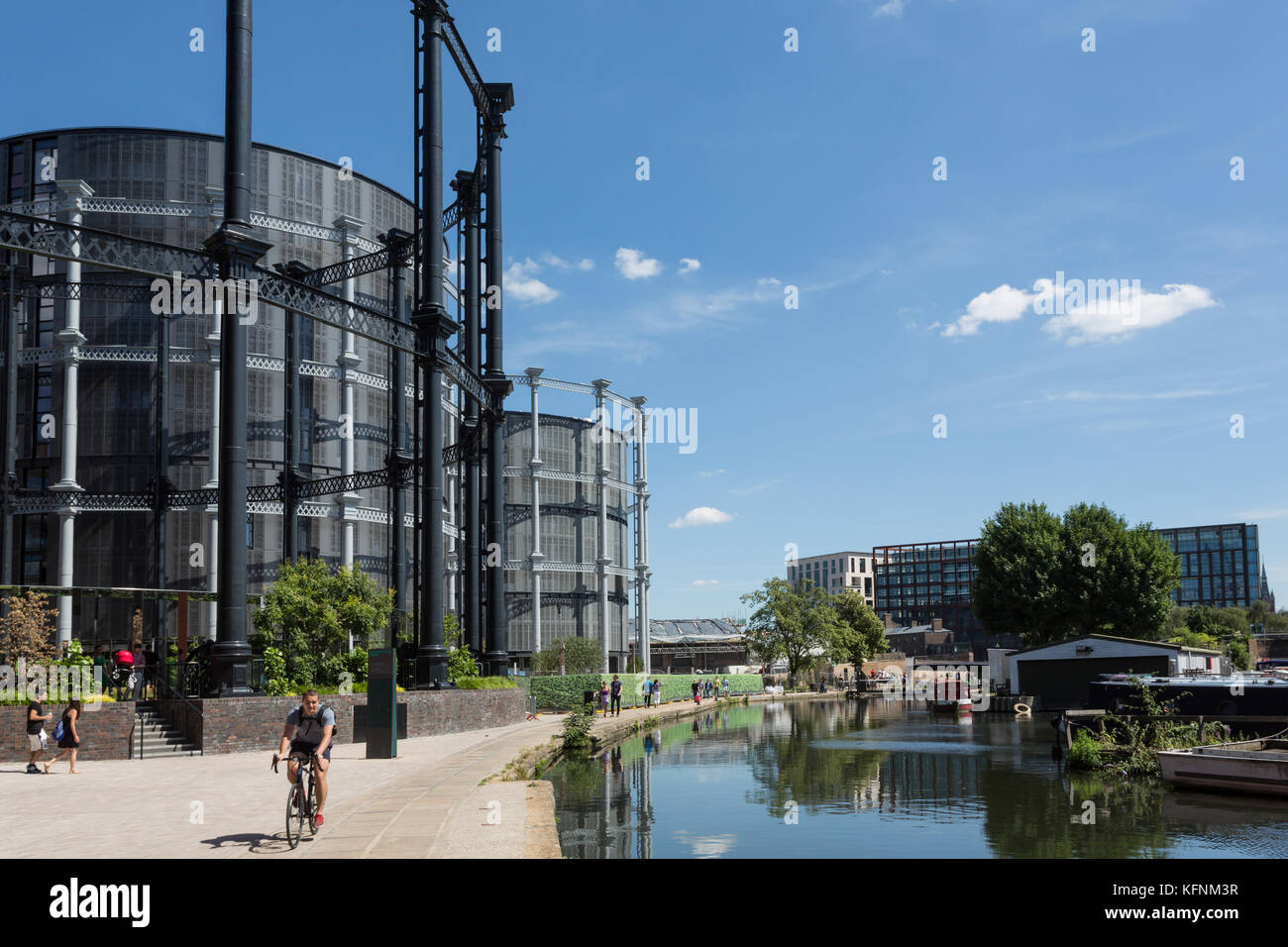 Gasholder Park and KIng's Cross Triplet, London, UK Stock Photo - Alamy