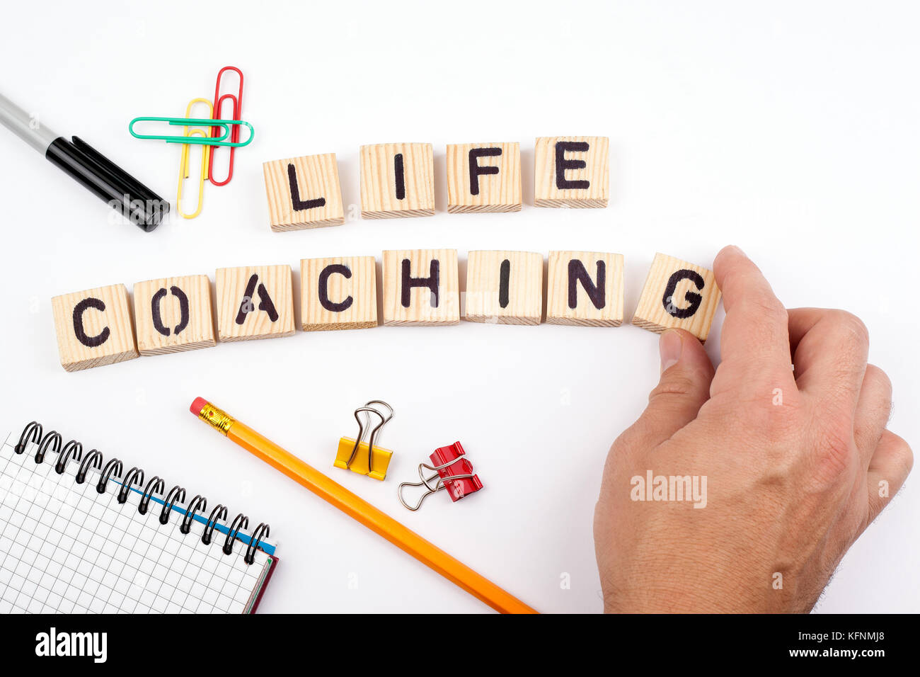 life coaching. Wooden letters on a white background Stock Photo - Alamy