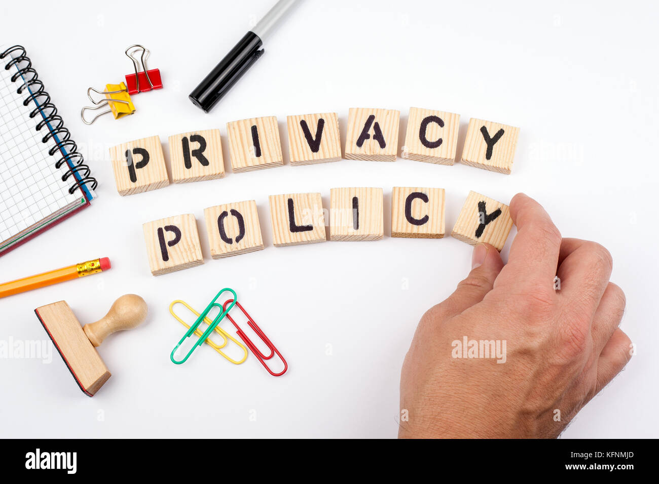 privacy policy. Wooden letters on a white background Stock Photo - Alamy